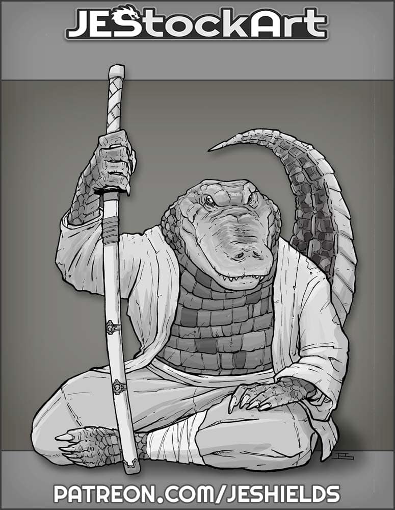 Fantasy - Gator Martial Artist with Sword | Jeshields.com