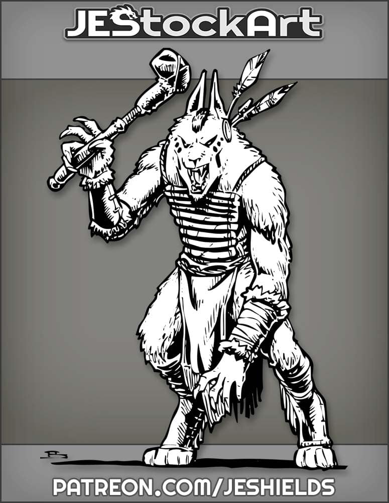 Fantasy - Tribal Werewolf With Wooden Chest Armor And Stone Hatchet ...