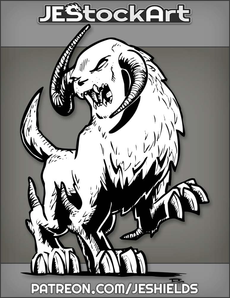 Fantasy - Winter Dog Beast With Twisted Horn - INB | Jeshields.com