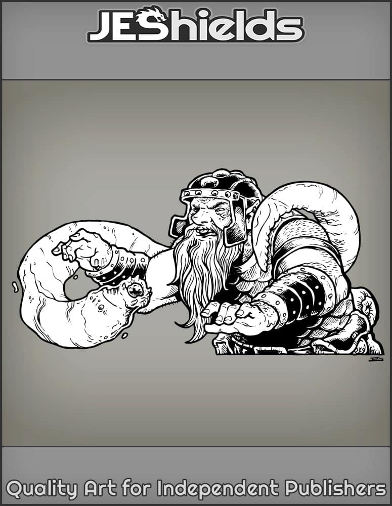 Fantasy - Transparent Eel Attacking a Dwarf - INB | Jeshields.com