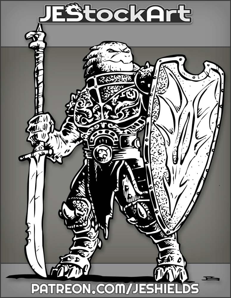 Fantasy - Draconian Paladin In Plate Armor With Large Shield And ...