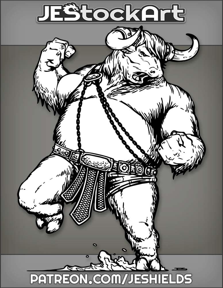 Fantasy - Minotaur With Barreled Chest And Long Hair In Chains - INB ...