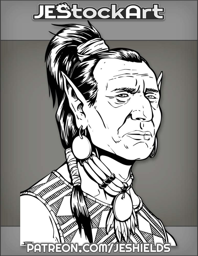 Fantasy - Native American Elf With Top Knot And Beads - INB | Jeshields.com