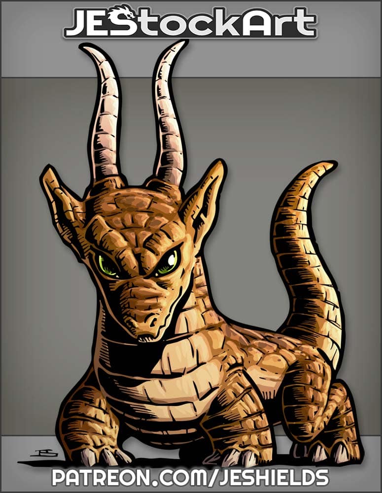 Fantasy - Wingless Baby Dragon With Long Horns - CNB | Jeshields.com