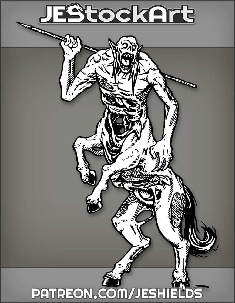 Fantasy - Zombie Centaur Yelling With Spear - INB | Jeshields.com