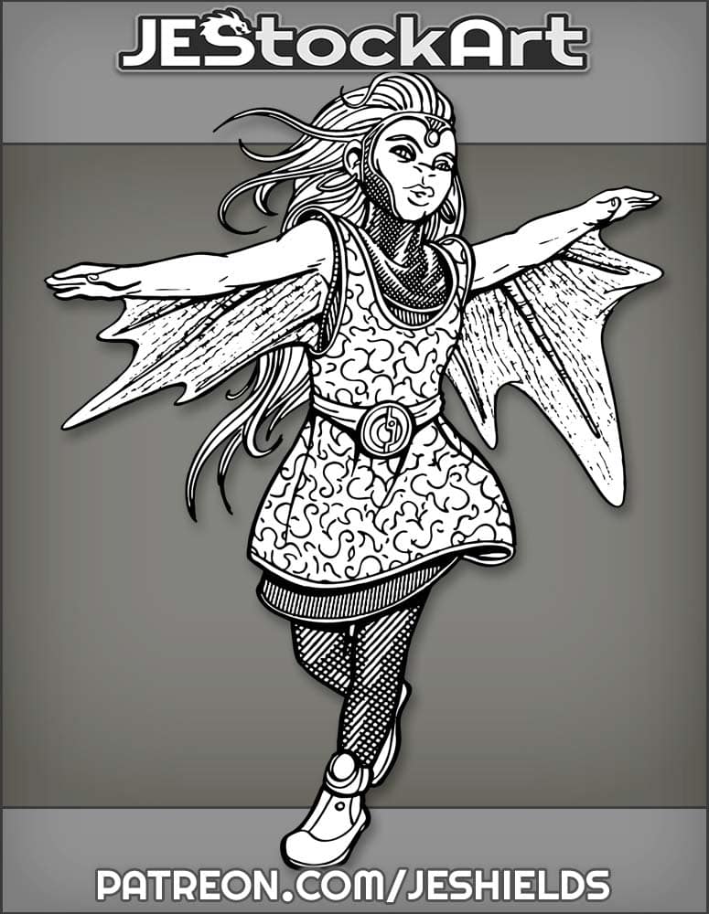 SciFi - Floating Alien Girl With Long Hair And Thin Wings - INB ...