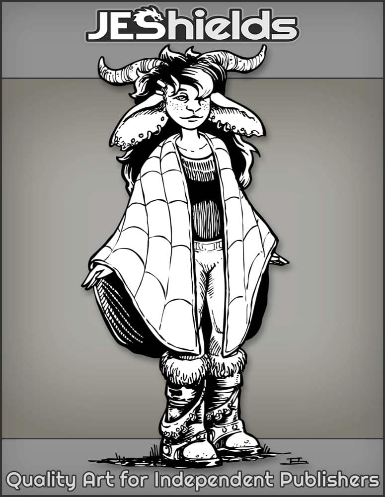 Fantasy - Horned Freckled Fae with Large Ears - INB | Jeshields.com