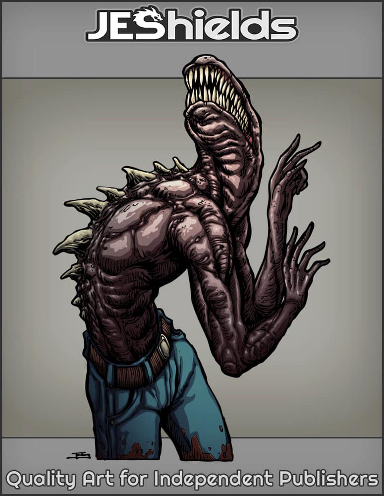 Horror - Fanged Monster with Spine Scales in Jeans - CNB | Jeshields.com