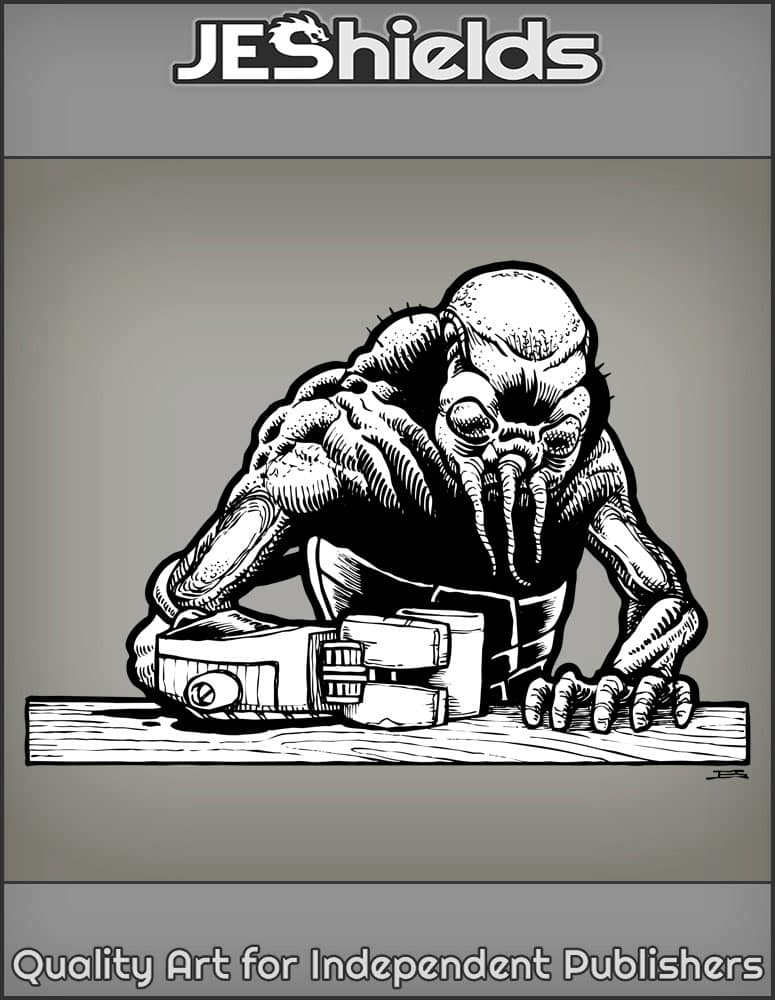 Scifi - Bug Creature With Mechanical Arm at Bar - INB | Jeshields.com