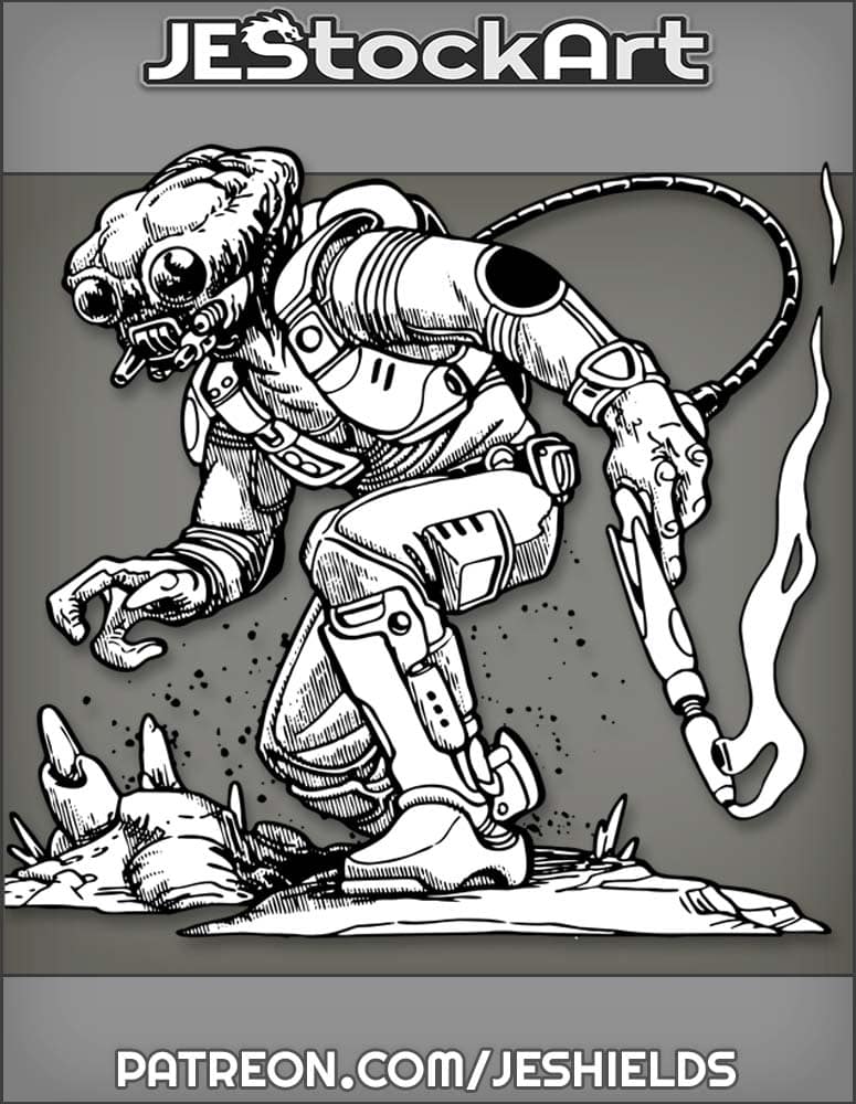 SciFi - Hunched Alien With Bulbous Eyes And Blaster - INB | Jeshields.com